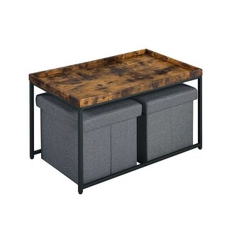 3 Piece Coffee Table Set with Raised Edges - Bed Bath & Beyond - 40780893