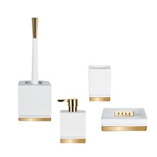 4-Piece Bathroom Accessories Set Spirella Roma White And Gold Stoneware ...