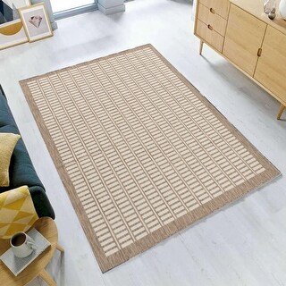 Cabana Indoor Outdoor Sand Rectangles Rug 5'3"X7' - 3'6" - Bed Bath ...