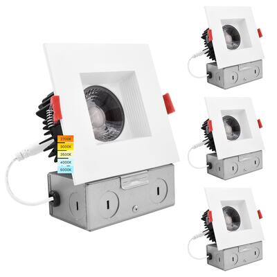 Luxrite 4" Gimbal LED Recessed Light with J-Box, 12W, 5 Color ...