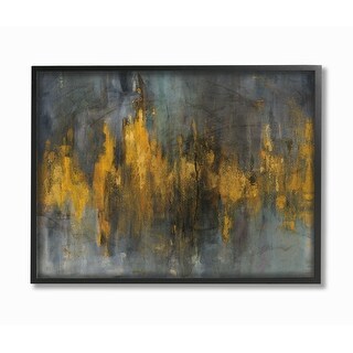 Stupell Black and Gold Abstract Fire Framed Giclee Texture Art - Bed ...