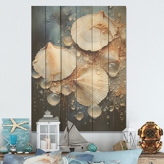 DESIGN ART "Ethereal Marine Clams" Clam Wood Wall Decor - Modern Beige ...