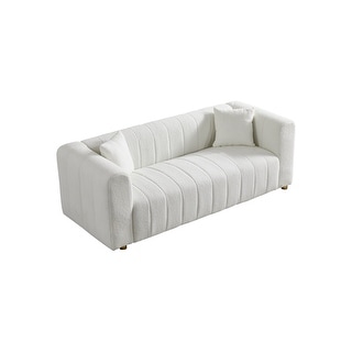White Teddy Velvet Fabric Sofas Comfort Padded Backrest Deep Seat Sofa - Bed Bath & Beyond ...