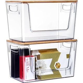 Clear Stackable Storage Bins Acrylic Open Front Bliss Bins - Bed Bath ...