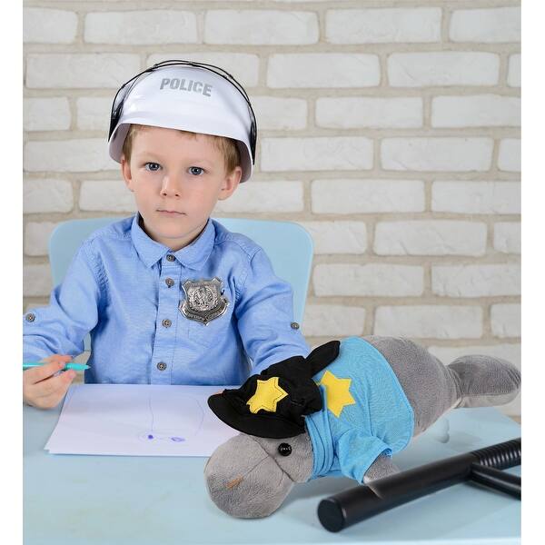DolliBu Grey Manatee Police Officer Plush Toy with Cop Uniform and Cap ...