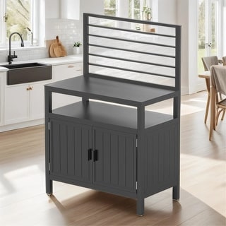 Outdoor Kitchen Island, Grill Storage Cabinet with Protective Cover ...