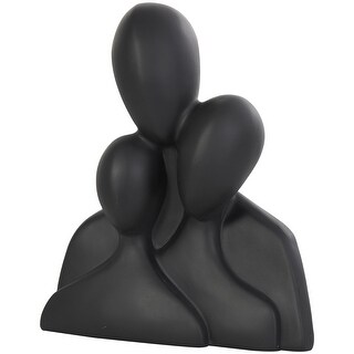 Polystone People Nesting Family 3 Head Decorative Sculpture - Black ...