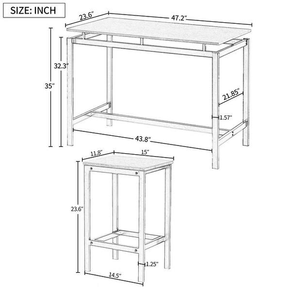 5-Piece Kitchen Counter Height Table Set,Dining Sets,Brown,MDF,PVC ...
