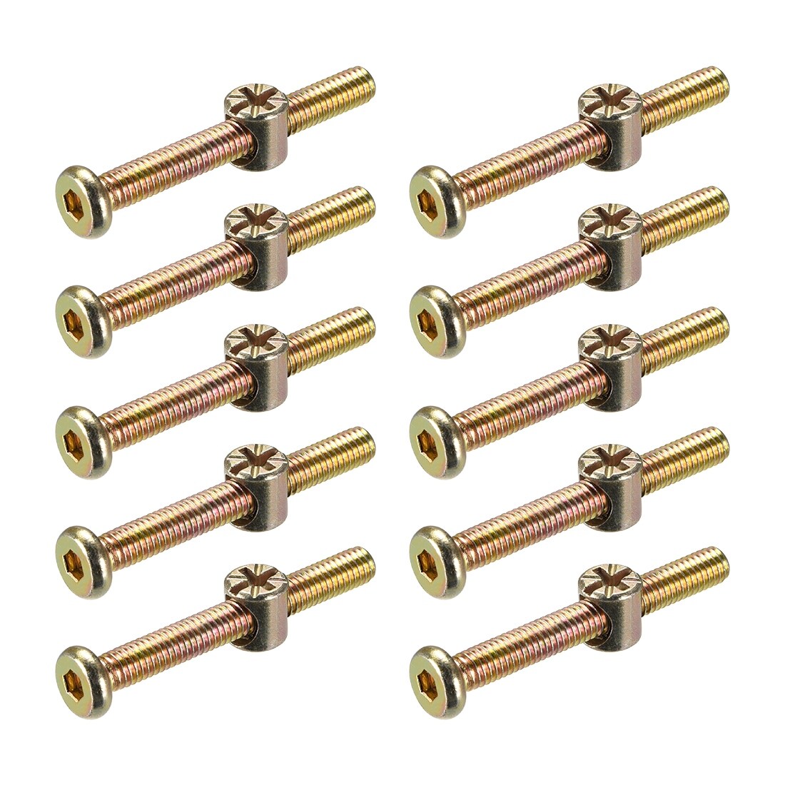 M6x20mm Furniture Bolts Nut Set Hex Socket Screw w Barrel Nuts 10 Sets ...