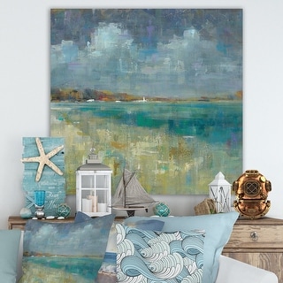 Designart "Sky and Sea" Nautical & Coastal Canvas Artwork Print - Bed ...