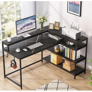 Tribesigns 55/53 inch Reversible L Shaped Computer Desk with Storage ...