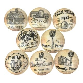 Set of 8 Vintage Farmhouse print wood cabinet knobs - 1.5" Wide - Bed ...
