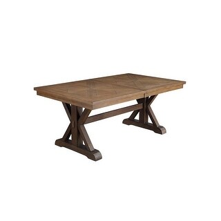 Osun 96 Inch Dining Table, Natural Brown Wood, Crossed Pedestal Stand ...