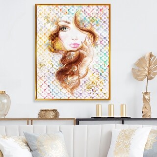 Designart "Multi-Color Female Luxury Portrait II" Fashion Framed Canvas ...