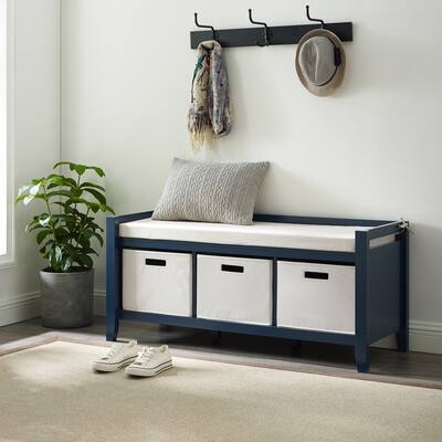 Jax Navy Entryway Bench - Overstock - 21585651
