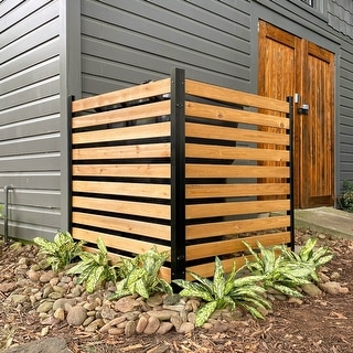 Outdoor No Dig Wood Slat Privacy Screen, 2 Panels - Bed Bath & Beyond ...
