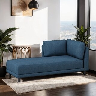 Sophisticated One-Armed Chaise Lounge with Cozy Cushions, Navy Blue ...