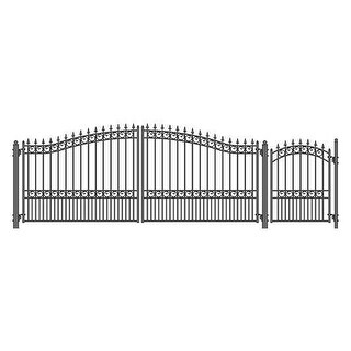 ALEKO Steel Dual London Style Driveway Gate 16 ft with Pedestrian Gate ...