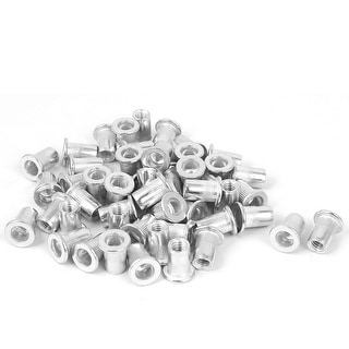 M6 Aluminum Flat Head Rivet Nut Insert Nutsert Silver Tone 50pcs ...