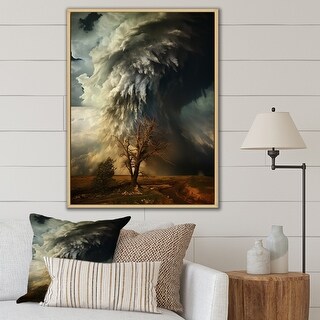 Designart "Storm Twisting Elements In" Storms Framed Canvas Wall Art ...