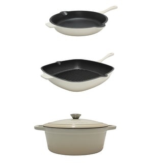 BergHOFF Neo 4pc Cast Iron Cookware Set, Grill Pan, Fry Pan & Oval ...
