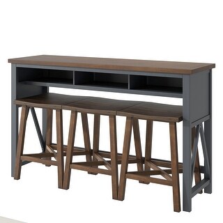 4-Piece Dining Table Set with 60" Console Table & 3 Stools, Walnut ...