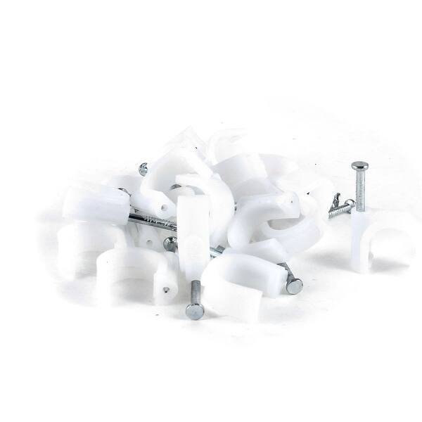 20 Pcs 17mm Diameter Electric Cable White Plastic Circle Nail Clips ...