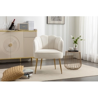 Shell Shape Velvet Fabric Armchair Accent Chair With Gold Legs For ...