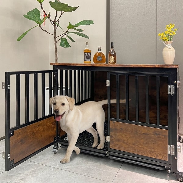 1Mx0.7M Dog Crate With Door Lock and Double Doors for Indoor Use - Bed ...