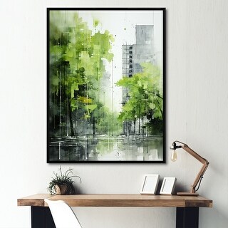 Designart "Lime Lofts Skyscraper City Horizon" Skyscrapers Framed Wall ...