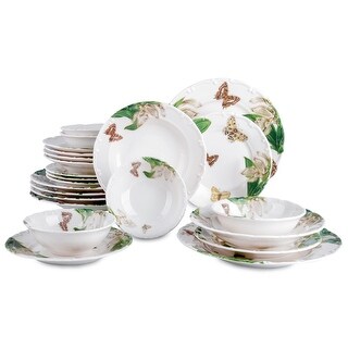 STP Goods Butterflies Porcelain Dinnerware Set of 24 for 6. - Bed Bath ...