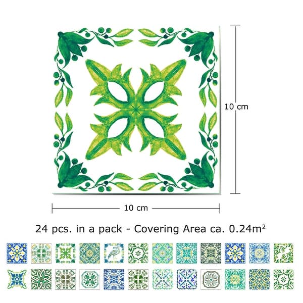 Walplus Turkish Green Tile Stickers Peel and Stick Wall Sticker Decal 4 ...