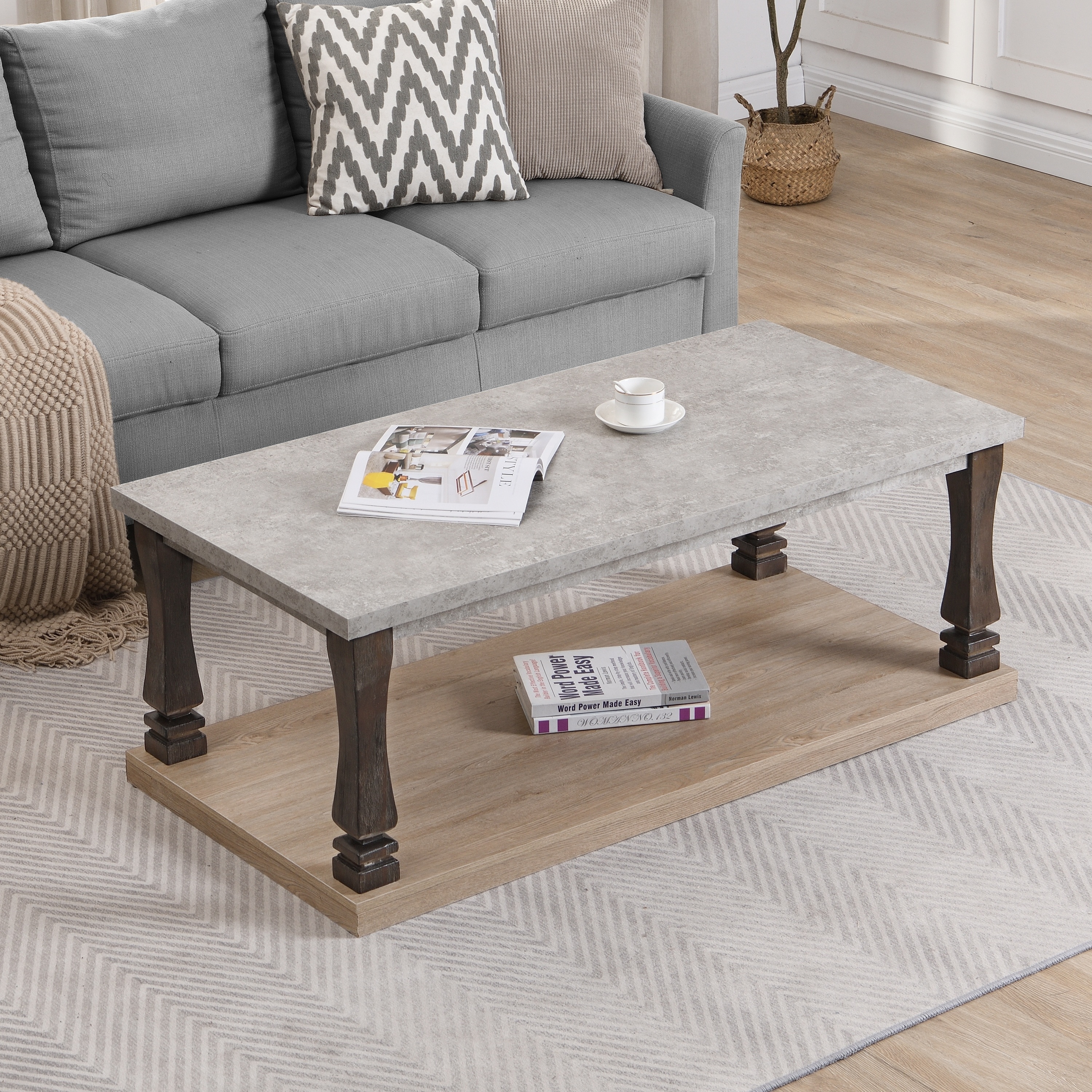 light grey rectangle coffee table