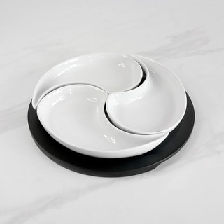 3 Tear Drop Ceramic Plate with Wood Tray 9x9x2" - Bed Bath & Beyond ...