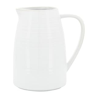 8" Ceramic Pitcher Vase Contemporary Farmhouse Decorative White Pitcher ...