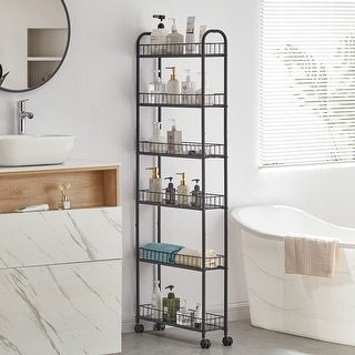 6-Tier Rolling Metal Cart with 6 Baskets,Kitchen Utility Cart - Bed ...