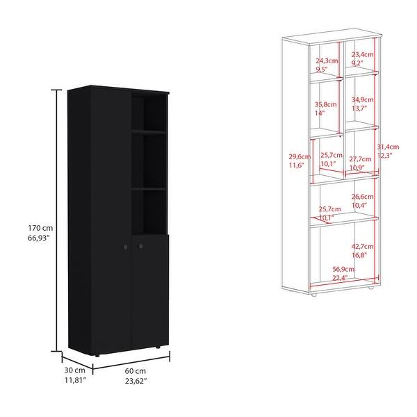 TUHOME Konik 67-Inch High Storage Cabinet Kitchen Pantry With Three ...