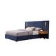 Royal Blue Velvet Bed Frame Vertical Channel Tufted Wingback Headboard ...