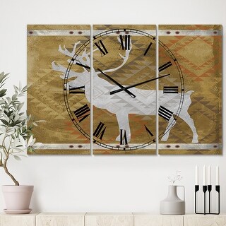 Designart 'Patterned Walking White Moose' Large Traditional Wall Clock ...