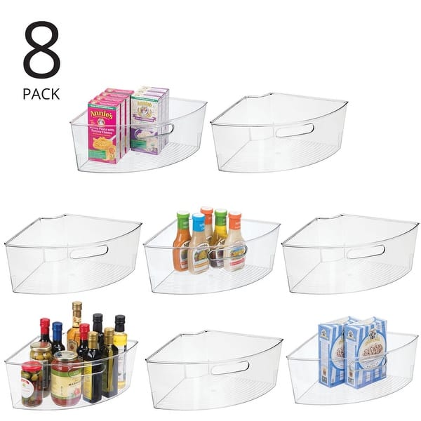 mDesign Plastic Lazy Susan Organizer Bins with Handle for Kitchen - 10. ...