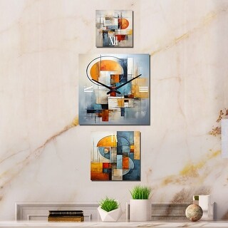 Designart "Orange And Blue Cubism Assemblage " Abstract Collages Set Of ...
