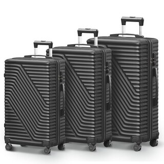 3 Piece Luggage Sets Lightweight Hardside Suitcase Trolley Case w ...
