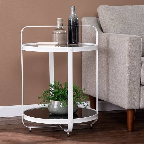 SEI Furniture Valerio Contemporary White Glass Side Table - Bed Bath ...