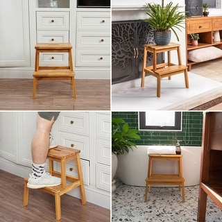 Acacia Wood Two Steps Stool Small Size - Bed Bath & Beyond - 41118965