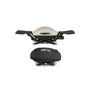 Weber Q2000 Liquid Propane Grill (Titanium) with Grill Cover - Bed Bath ...