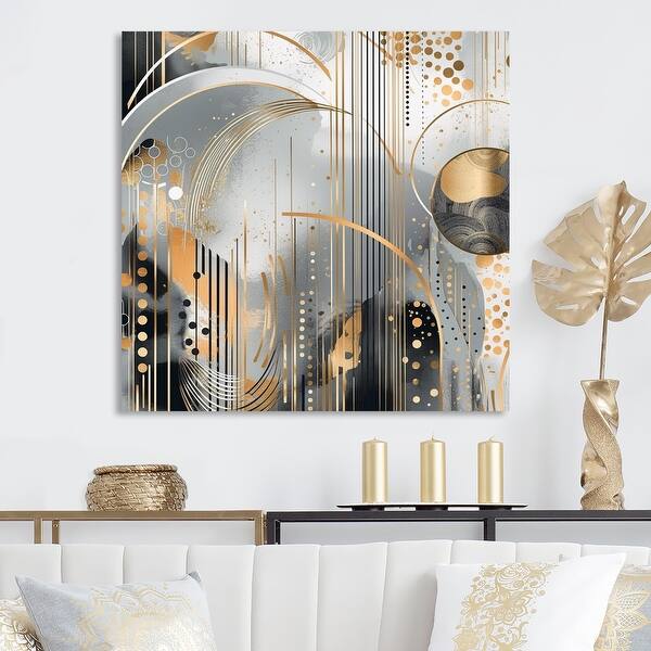 Designart "Shapes And Lines Abstract Marble I" Abstract Marble Wall Art ...