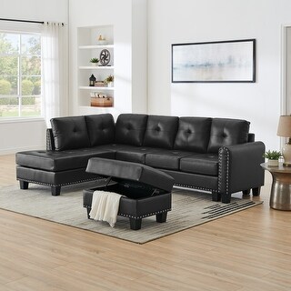 Reversible recliner, Storage pad and wood grain cup holder,Sectional 3 ...