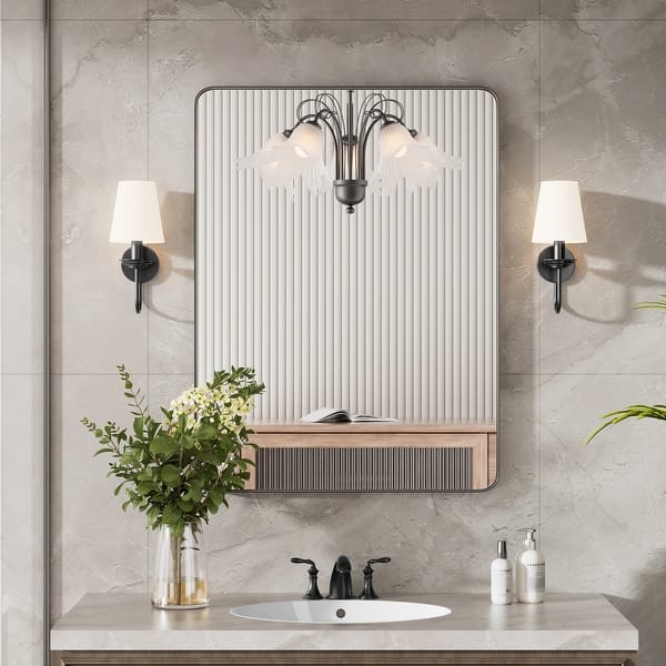 silver rounded rectangle mirror