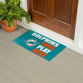 28 in. x 16 in. Miami Dolphins "Fans Play Here" PVC Door Mat - Bed Bath ...