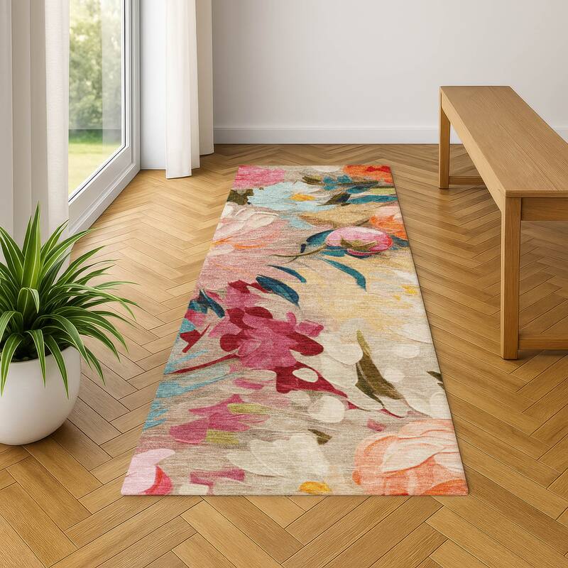 Premium Washable Super Soft Floral Peri Mayfield Rug - Overstock - 44157785